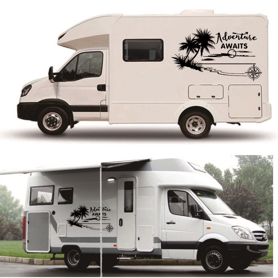 Caravan Camper Motorhome Body Stickers Coconut Tree Compass Graphic ...