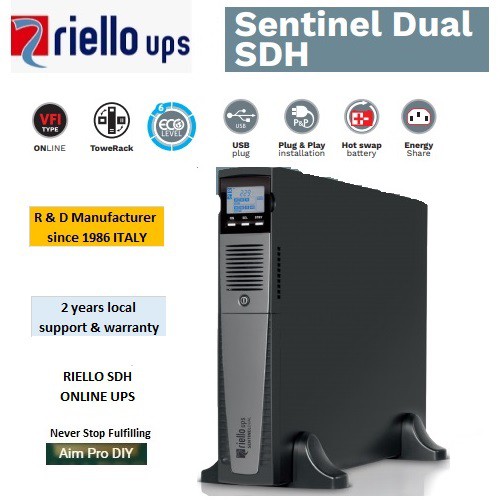 Riello Sentinel Dual UPS ITALY technology SDH-1000VA Uninterruptible ...