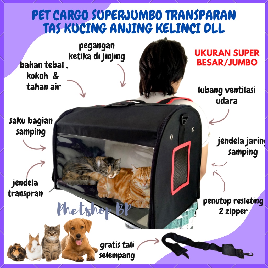 PET CARGO CARRIER SUPERJUMBO TRANSPARENT CAT DOG RABBIT CARRYING ...