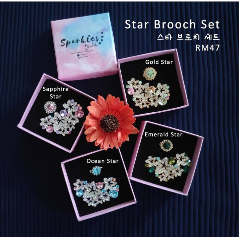 Ready Stock Premium Korean Brooch ORIGINAL Set Kerongsang Korea Star ...