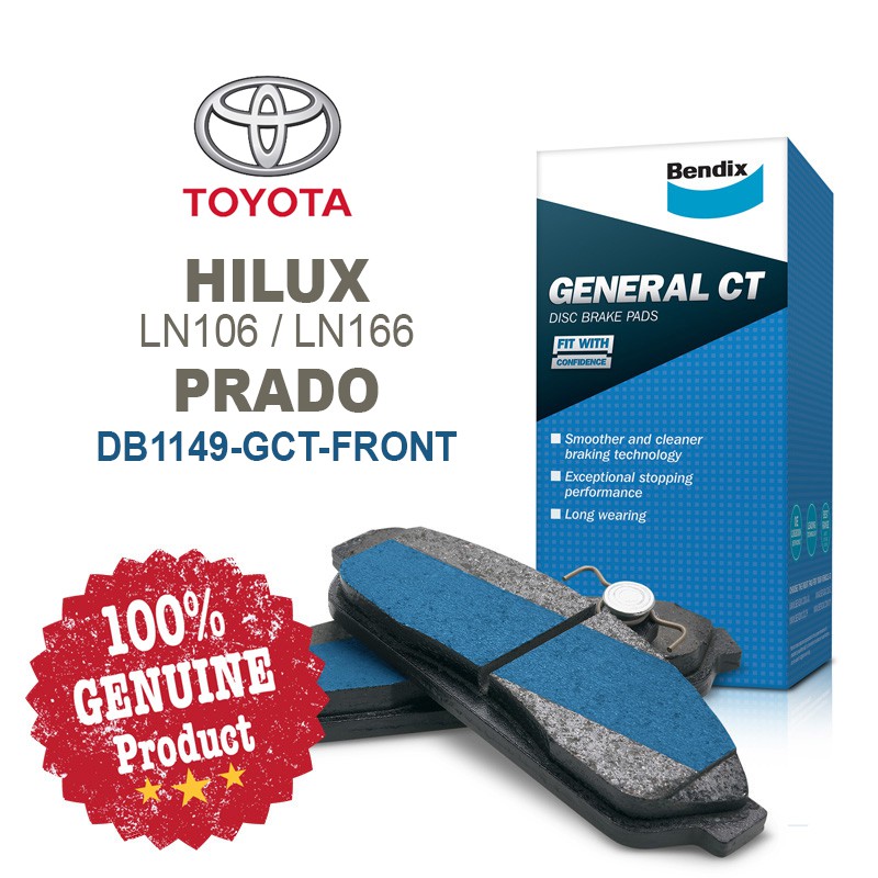 Original Bendix [DB1149GCT] Front Brake Pad - Toyota hilux LN106/ Land ...