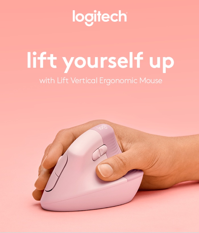 Logitech Lift Vertical Ergonomic Mouse, Wireless, Bluetooth or Logi ...