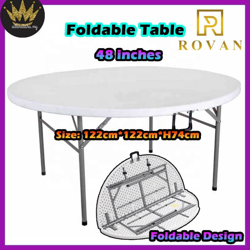 ROVAN 48 inch White Foldable Round Dining Catering Banquet Gathering ...