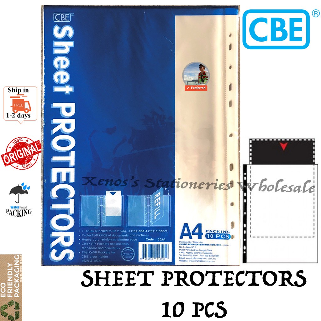 CBE SHEET PROTECTOR A4 10'S/PACK / CBE A4 11 HOLES SHEET PROTECTOR 305A ...