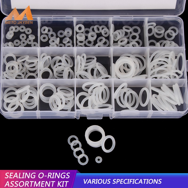 White Silicone VMQ O Ring Gasket Set 15 Sizes 1.5mm 2.4mm 3.1mm ...