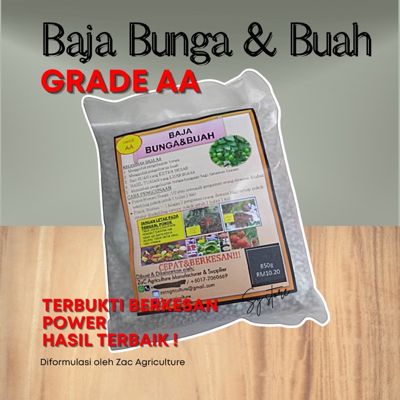 Baja Buah & Bunga Gred AA 850g NPK 13:13:24 by Zac Agriculture ( Baja ...