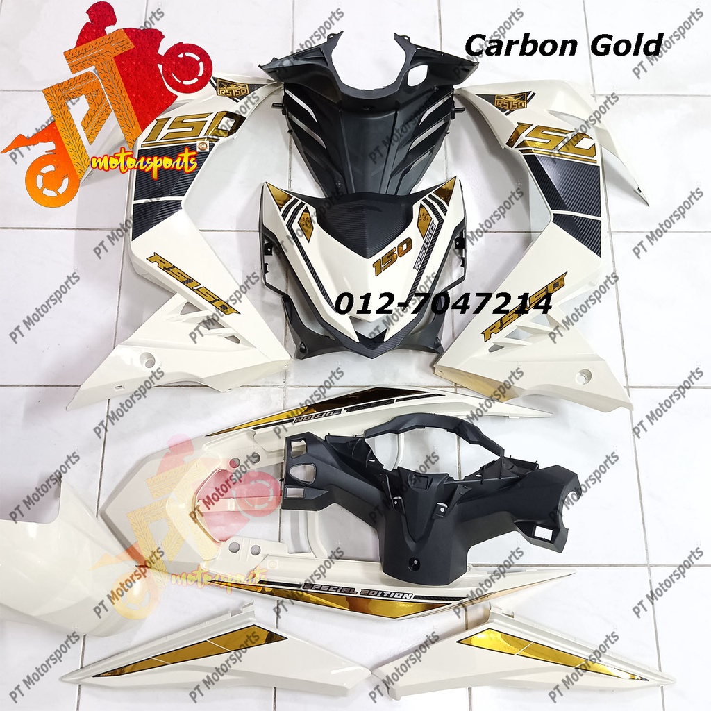 Honda RS150 V1 V2 Creamy White Cover Set Black Gold Carbon Pelangi Gold Winner DOHC GTR Special ...
