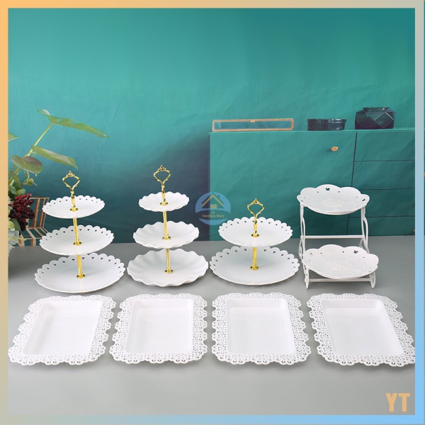 Birthday Dessert Cake Decoration Rack Set Plastic Tray Snacks Multi ...