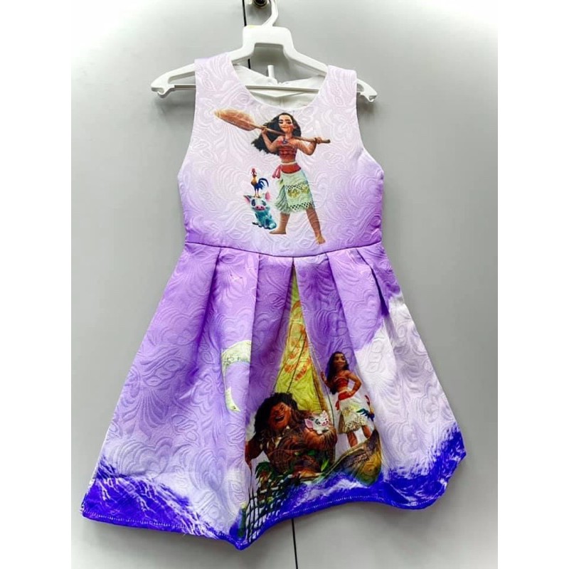 Moana Gown Girl Purple Dress Cartoons | Shopee Malaysia