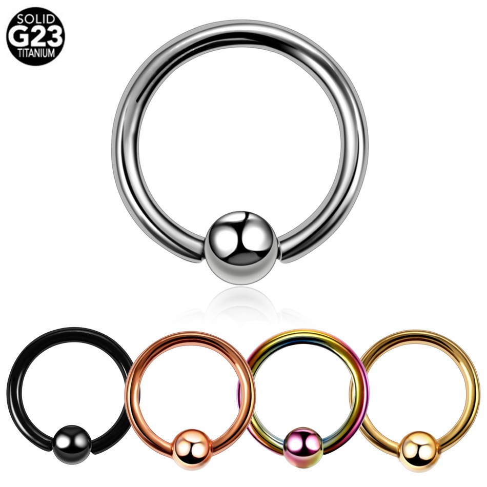 20PCS/Lot G23 Titanium Captive Bead Rings Nose Septum Ring Hoop Helix Daith Cartilage Tragus CBR ...