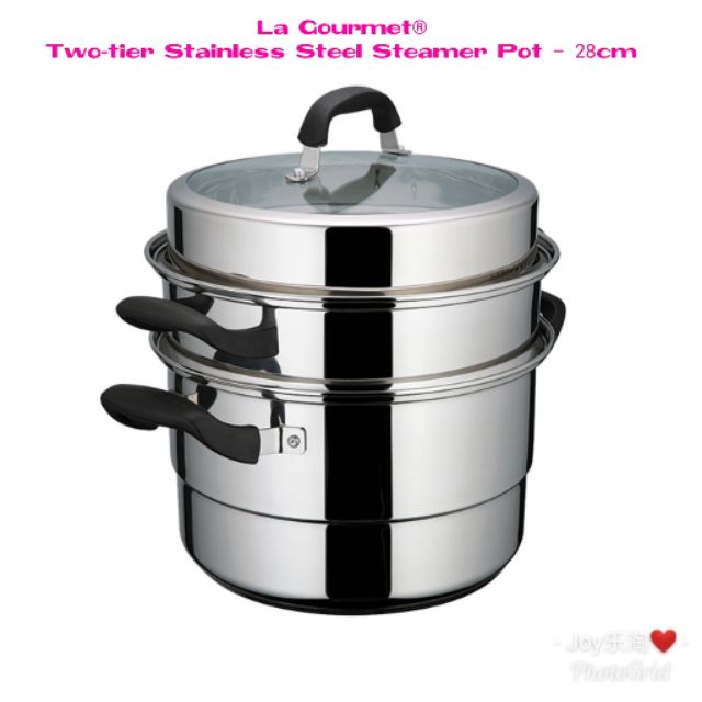 La Gourmet® Two-tier Stainless Steel Steamer Pot – 28cm | Shopee Malaysia