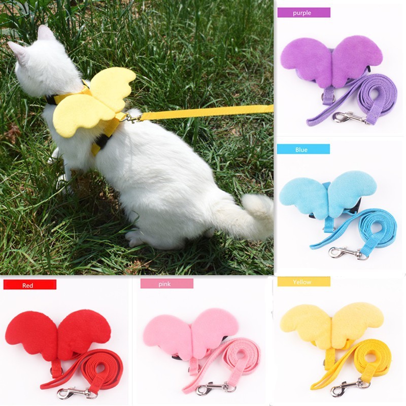 Cute Small Pet Cat Leashes Dog Puppy Leashes Collars Set Adjustable ...