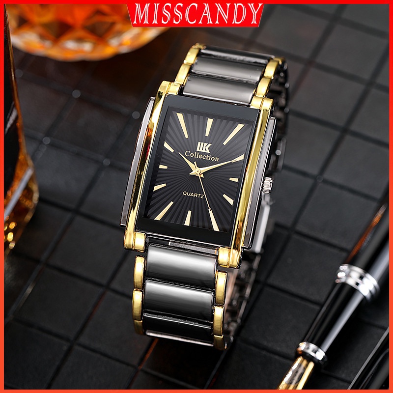 Fashion Men Rectangle Simple Watches Luxury Male Stainless Steel Belt ...