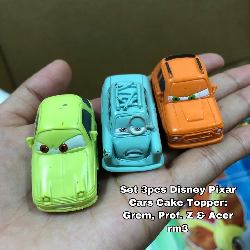 Set 3pcs Disney Pixar Cars Cake Topper: Grem, Prof. Z & Acer | Shopee ...