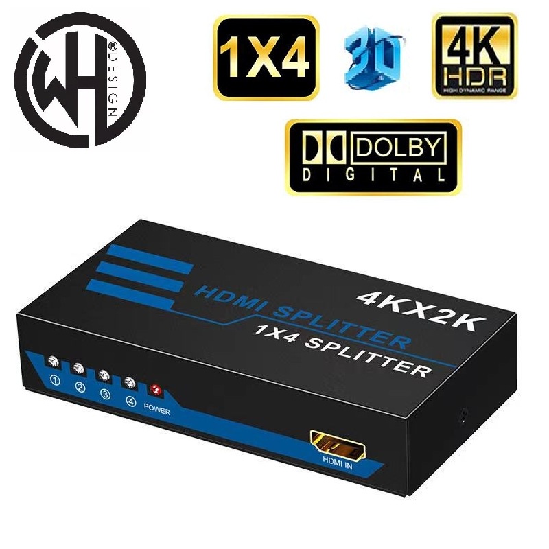 HDTV Splitter 1 in 4 Out 1x4 Ports v1.4 Powered 4K/2K Full Ultra HD ...