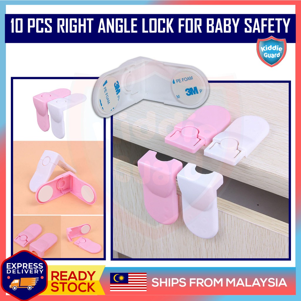 10 Pcs Right Angle Safety Lock for Drawers / Showcase / Single door ...