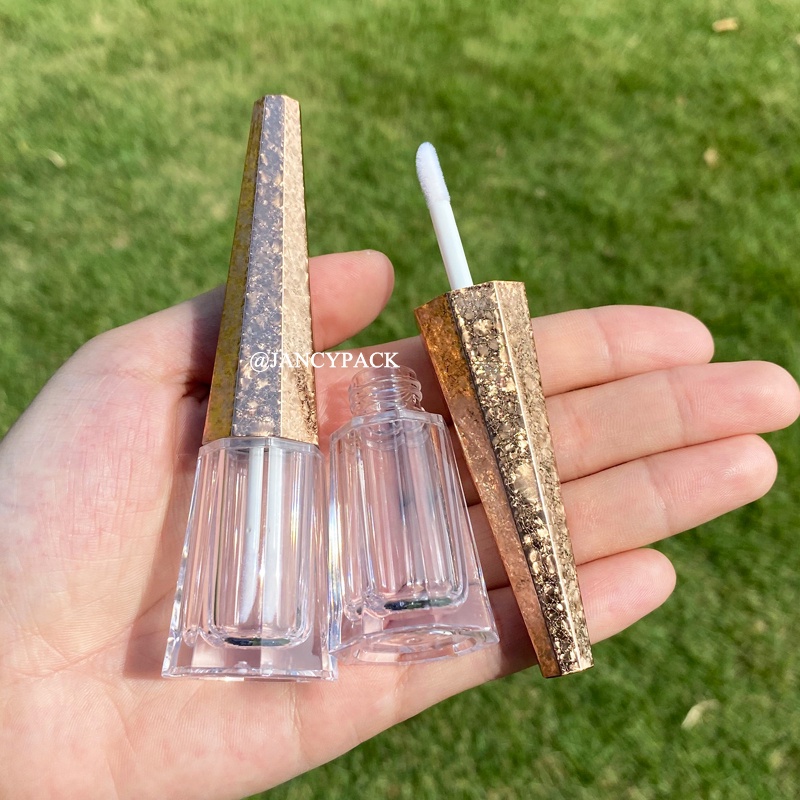 JANCY PACK sparkling gold lip tint gloss containers unique shape lip ...