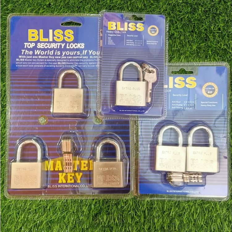 40mm Bliss Padlock Chrome/Bliss Heavy Duty Lock/Manga Pintu | Shopee ...