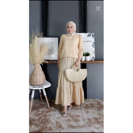 Baju set viral set skirt kembang bertingkat dress | Shopee Malaysia