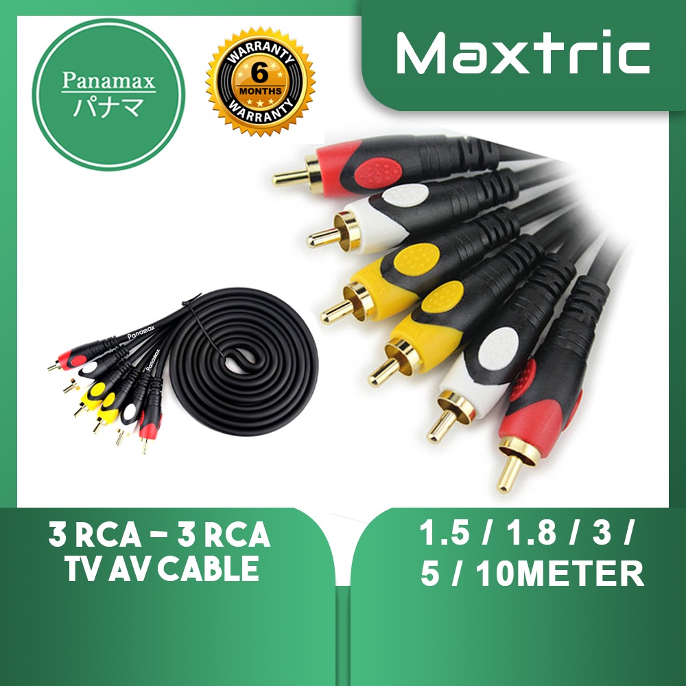 Panamax 1.8M ~ 30M 3 RCA - 3 RCA Premium Grade AV TV Cable - YX-2380G | Shopee Malaysia
