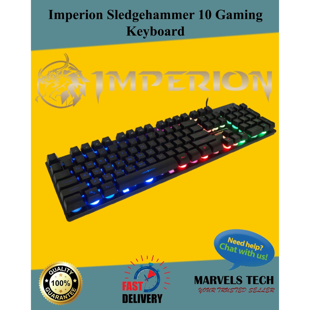 IMPERION SLEDGEHAMMER 10 Spill Resistant RGB Semi Mechanical Gaming ...