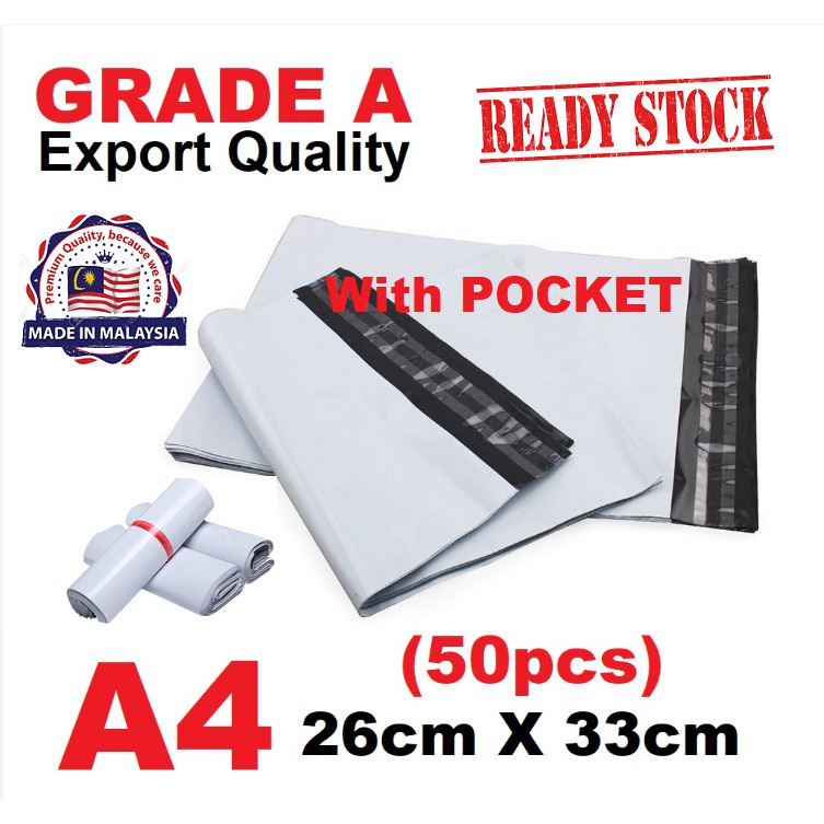Paper bag 50pcs A4 White Flyer Courier Bag with Pocket (GRADE A ...