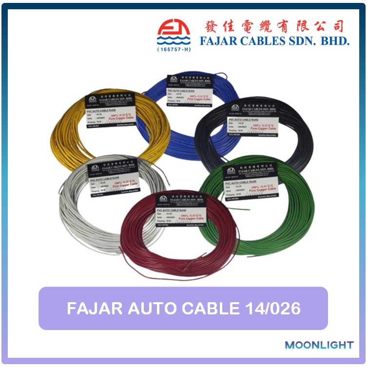 Fajar Auto Cable 14/0.26MM 30 Meter Car Lori Motor 100% Pure Copper ...