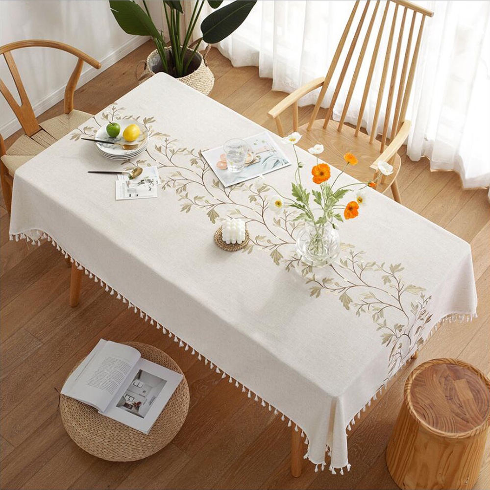 New Embroidery Embroidery table cloth Fabric Cotton Linen Simple Ins ...