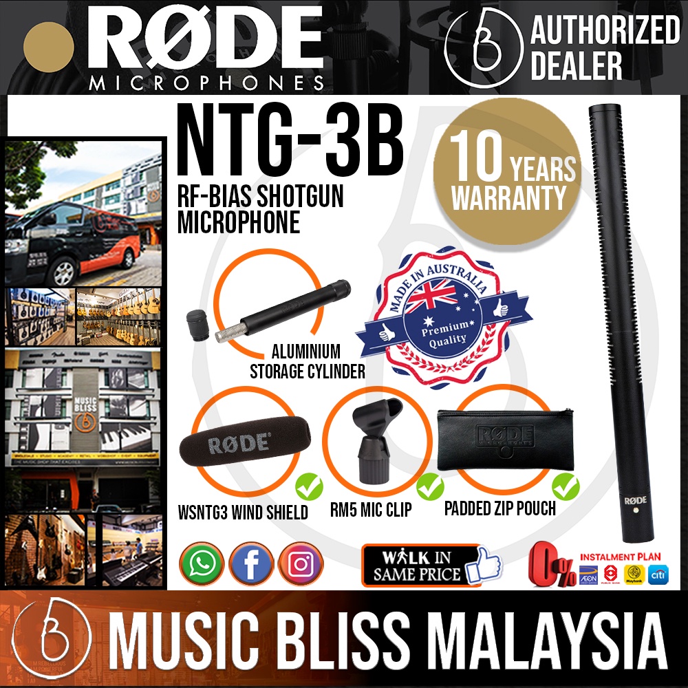 Rode NTG-3B Shotgun Condenser Microphone - Black (NTG3B / NTG-3) 10 ...