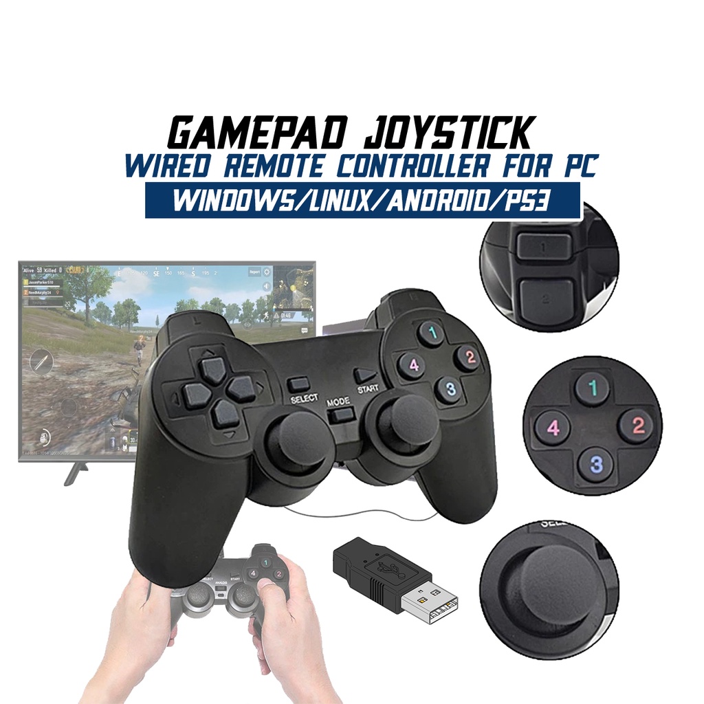 USB GAMING CONTROLLER WIRED GAMEPAD FOR PC LAPTOP COMPUTER COMPATIBLE ...