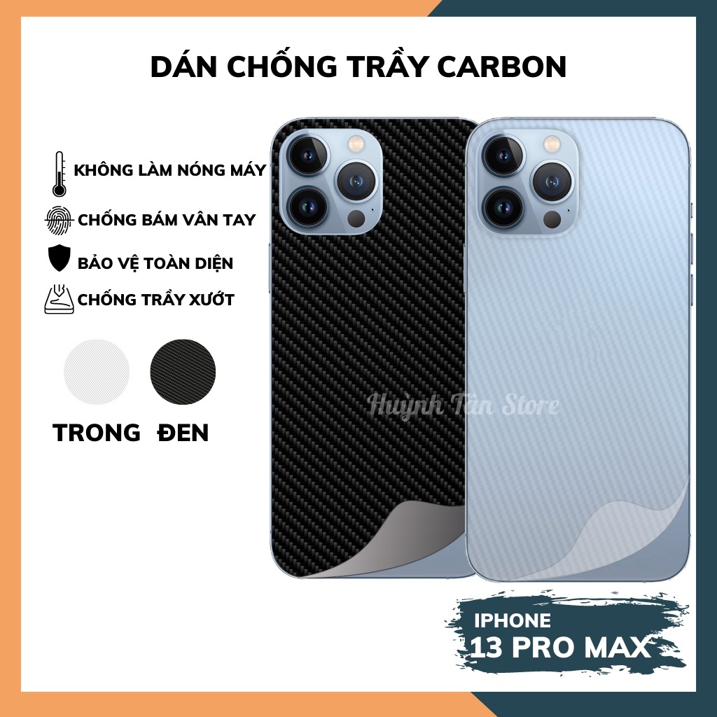 Carbon decal sticker on the back of Iphone 13 Pro Max to prevent ...