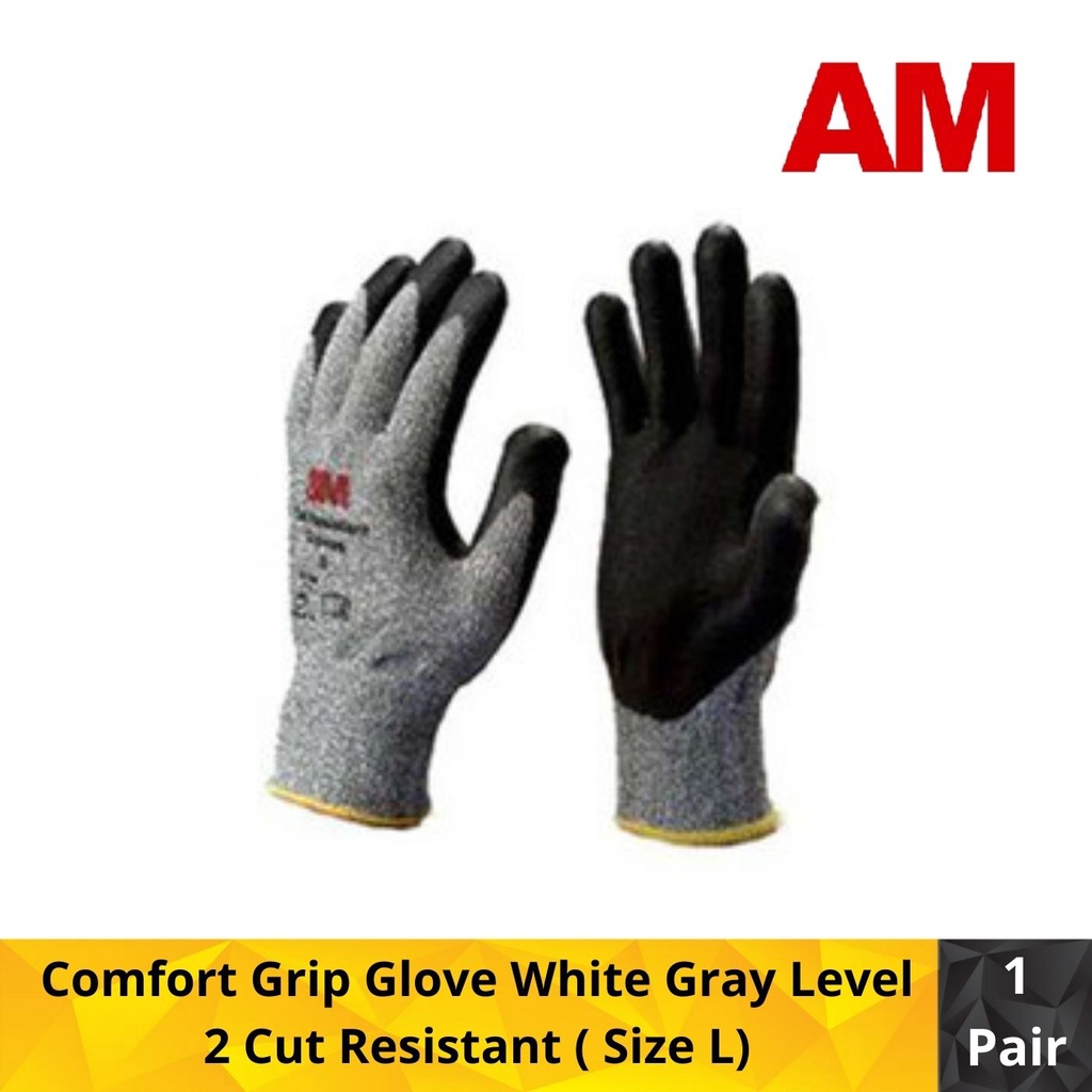 Comfort Grip Glove White Gray Level 2 Cut Resistant ( Size L ) | Shopee ...