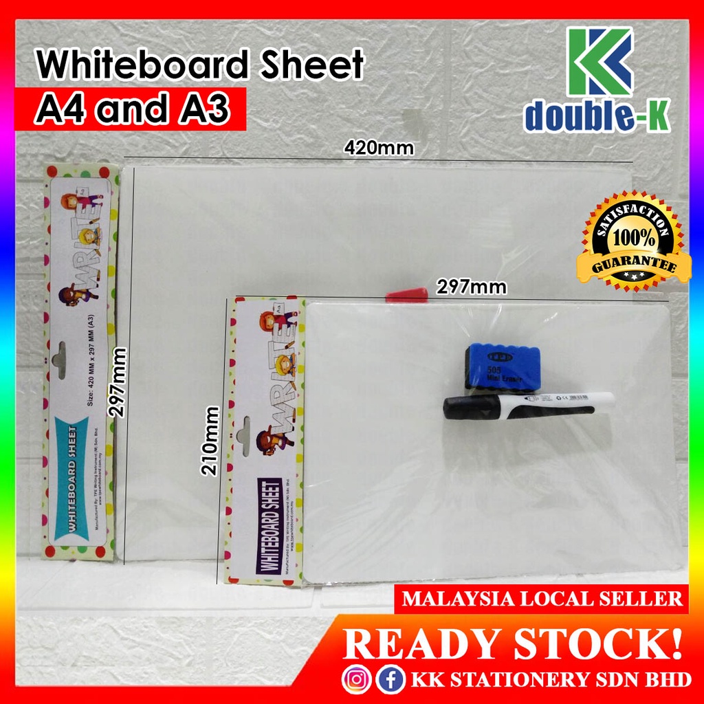 TPE WHITEBOARD SET A4/A3 RM7.30-RM10.30/SET | Shopee Malaysia