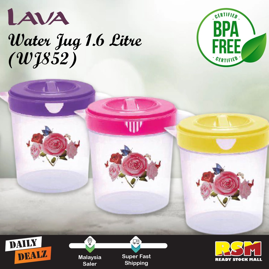 LAVA Plastic Water Jug 1.6 Litre WJ852 Kitchen Serving Drink/Jag Air ...