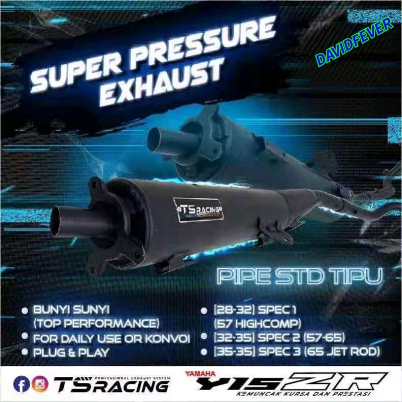 Y15 Y15ZR 28mm / 32mm SUPER BACK PRESSURE EXHAUST PIPE TS RACING TSR ...