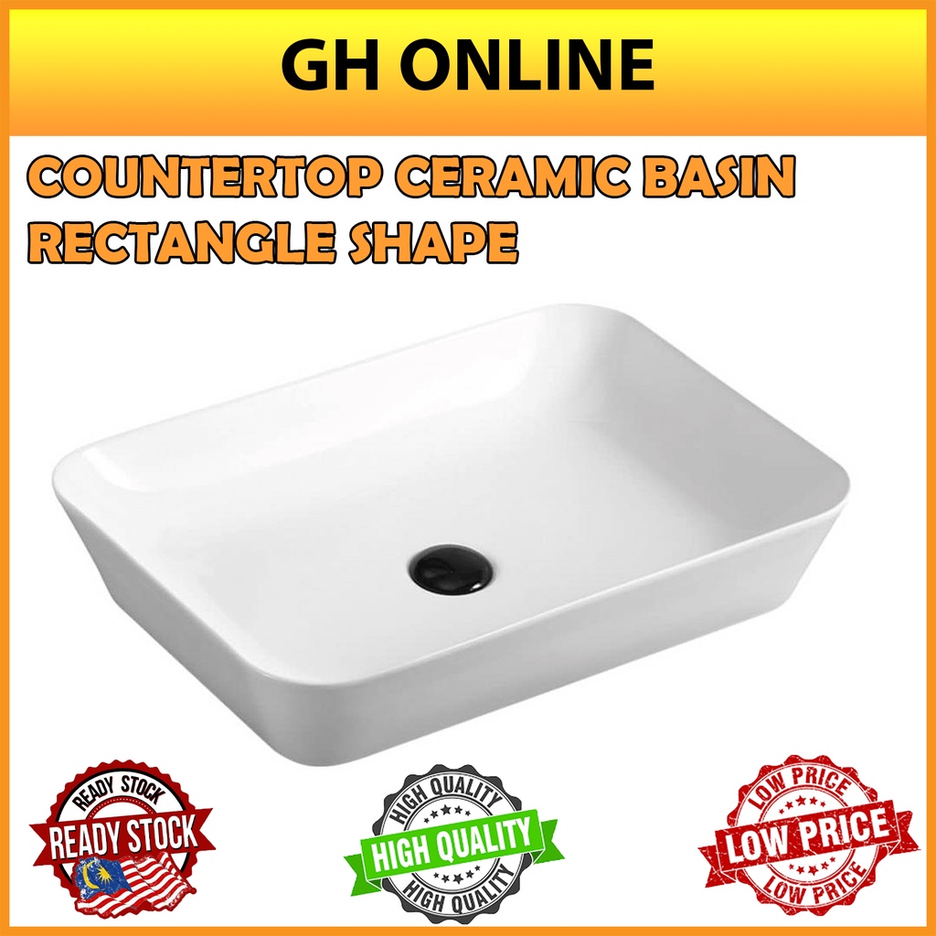 CERAMIC BASIN SINKI MEJA TANDAS RSLIM EDGE 2021 ECTANGLE SHAPE SINKI ...