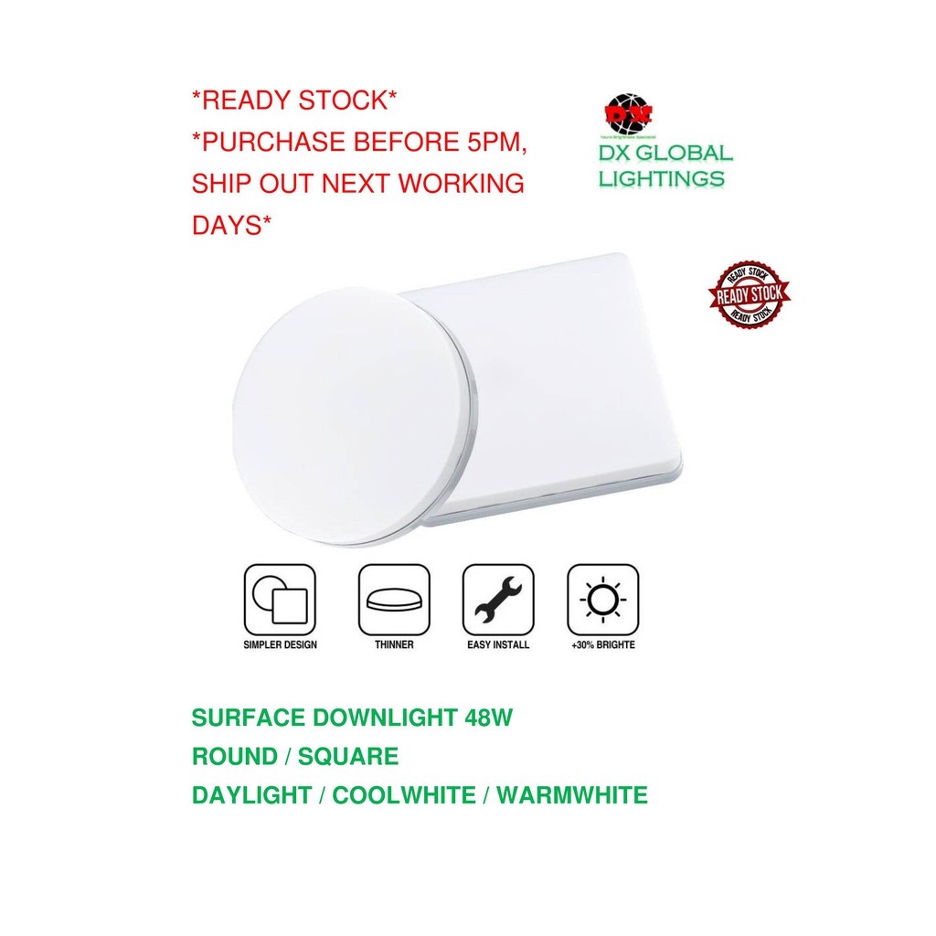 *READY STOCK* UFO SURFACE LED DOWNLIGHT 24W/ 36W / 48W ROUND/SQUARE ...