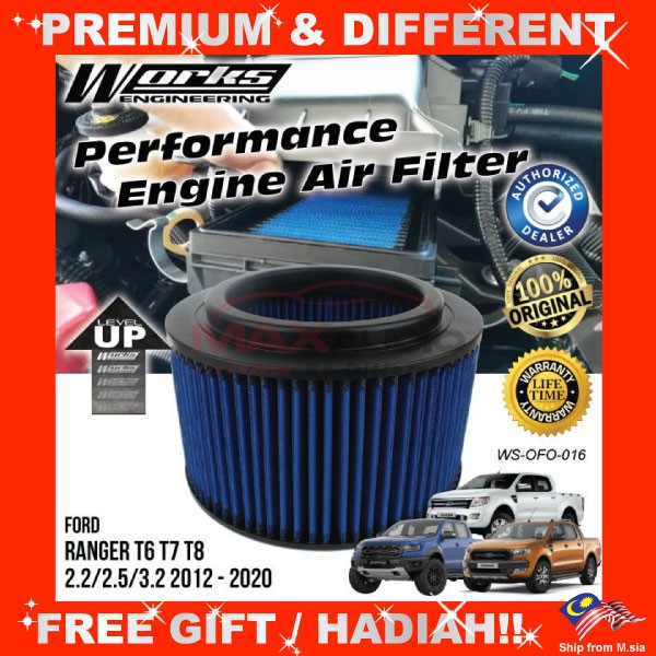 Car Air Filter FORD RANGER T6 T7 T8 2.2/ 2.5/ 3.2 2012 - 2022 WORKS ...