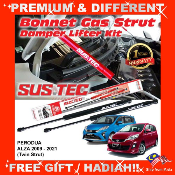 Car Damper Bonet PERODUA ALZA (Twin Strut) SUSTEC Bonnet Damper Hood ...