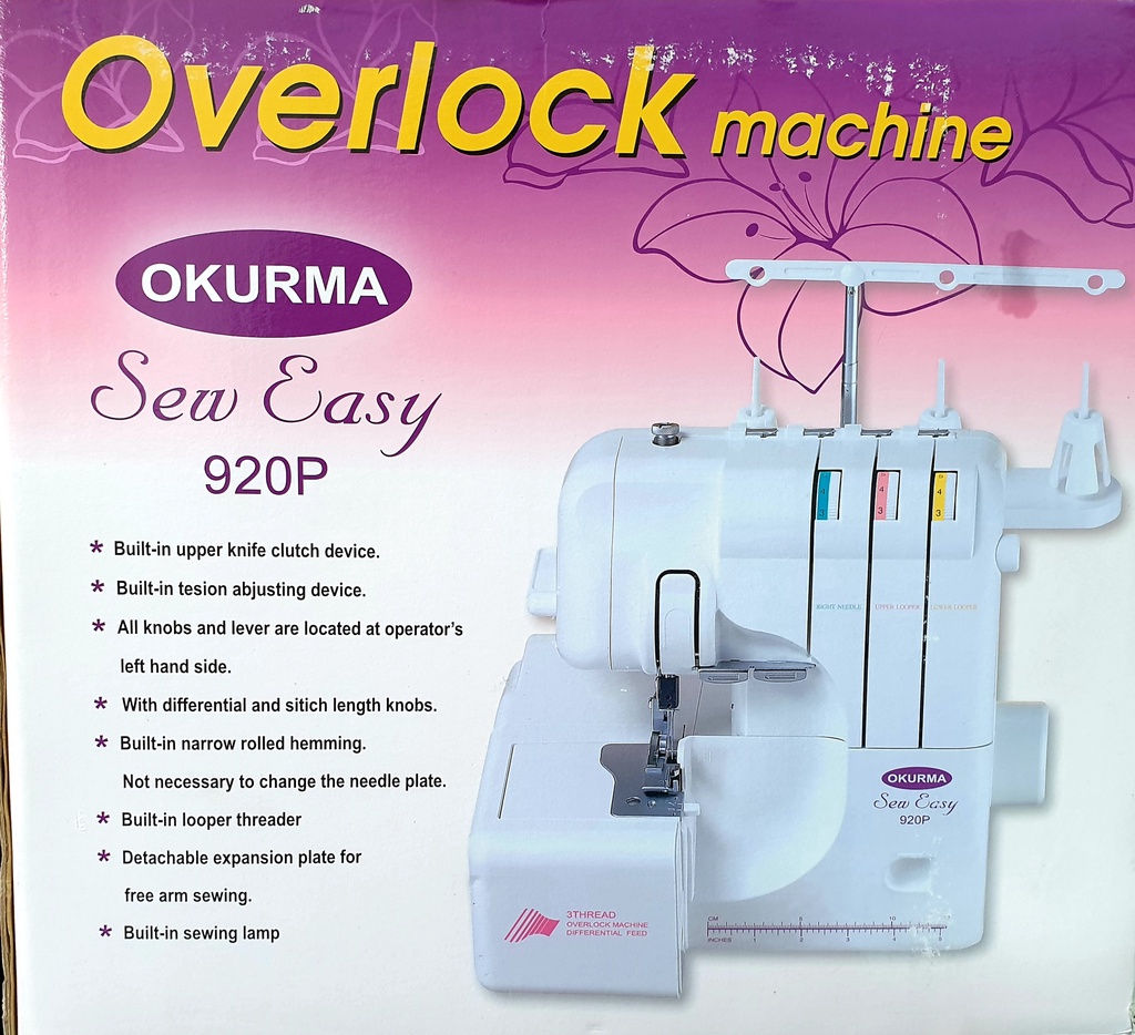 MESIN JAHIT TEPI 3 BENANG 1 JARUM OKURMA : MODEL : 920P/ OVERLOCK ...