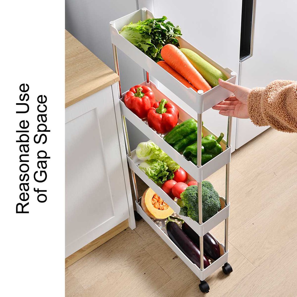 Kitchen trolley cart Bathroom Storage Rack Fridge Side Shelf Organizer ...