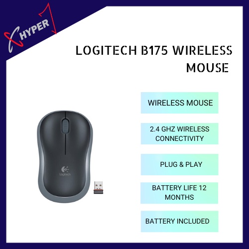 LOGITECH B175 BLACK WIRELESS USB OPTICAL MOUSE | Shopee Malaysia
