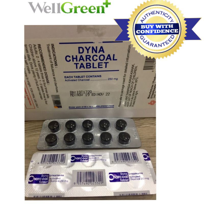 Dynapharm Charcoal Tablet 250mg ( Activated Charcoal ) Authentic ...