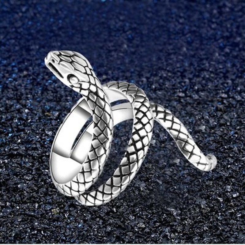 Retro Men's Stainless Steel Snake Ring Punk Jewelry | Shopee Malaysia