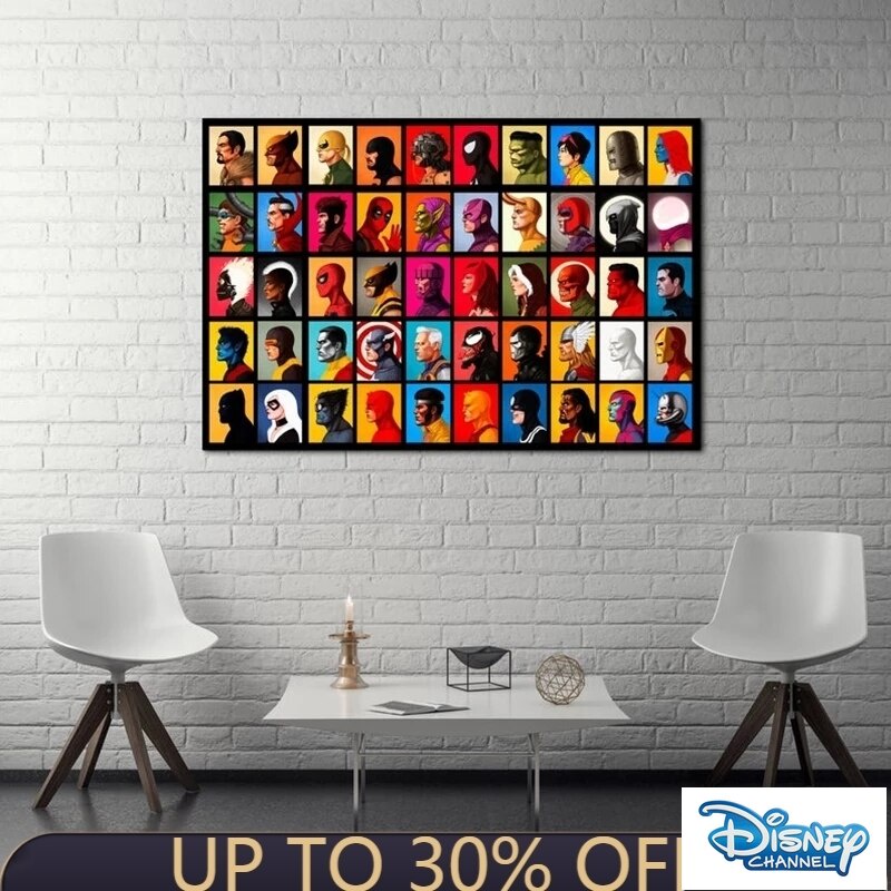 Marvel Canvas Wall Art Super Hero Head Characters Poster Canvas ...