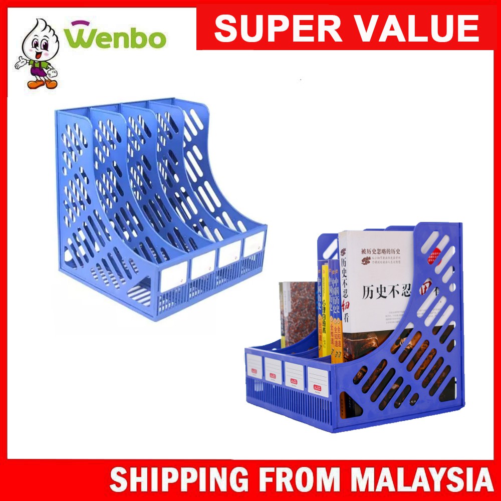 Wenbo 4 Sections Magazine File Stand Holder For Storage Desk Organizer ...