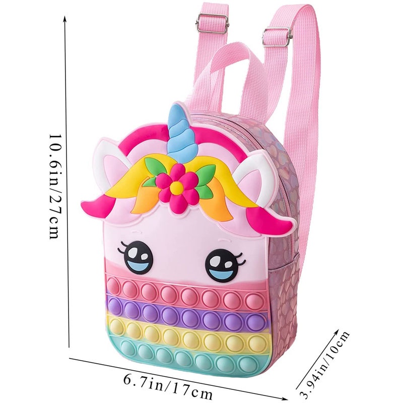 Large Unicorn Backpack Pop It Fidget Toy Girls Wallet Pop It Bag Kids ...