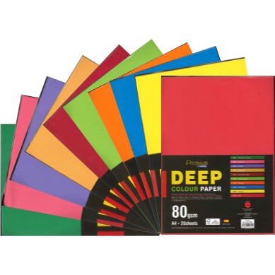 Premium by CAMPAP DEEP COLOUR PAPER 80gsm A4size 20's (CA4701) | Shopee ...