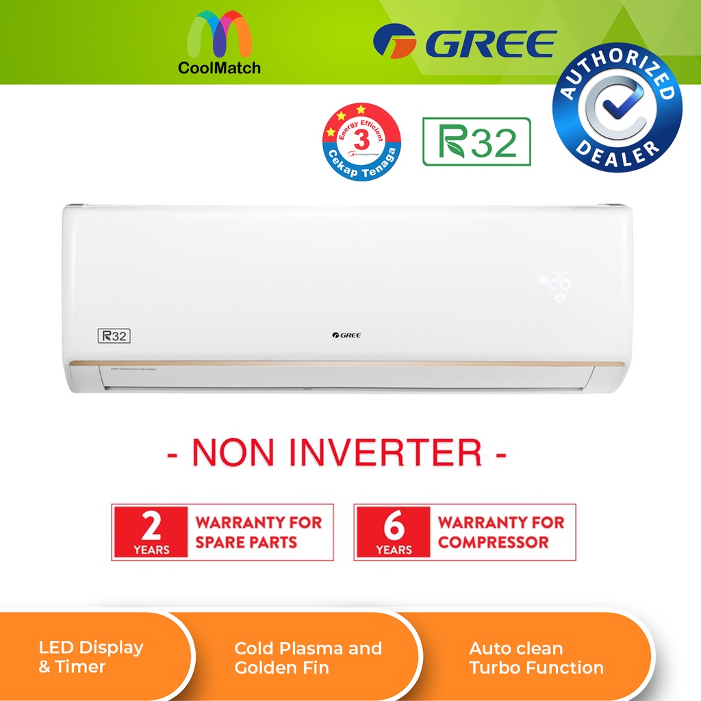 GREE 1.0HP / 1.5HP / 2.0HP NON INVERTER AIR CONDITIONER | Shopee Malaysia