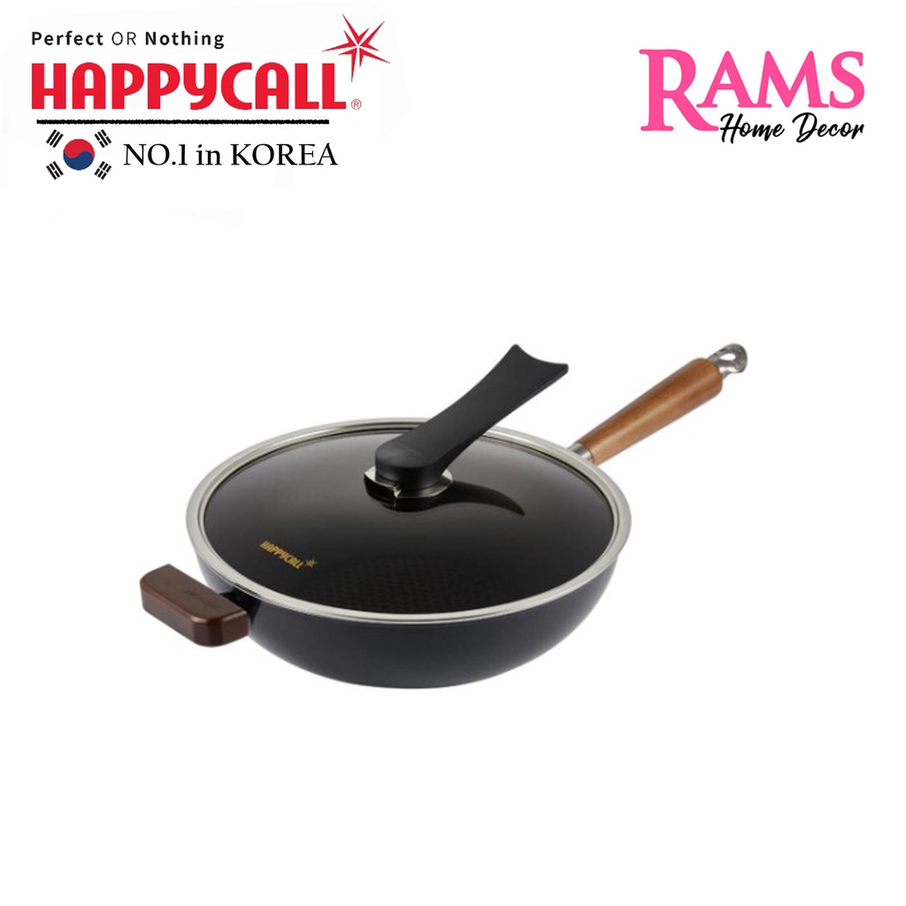 Happycall Crocodile IH 30cm Graphene Skillet Wok Pan with Self Standing Glass Lid / Kuali Tak ...